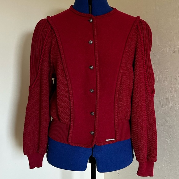 geiger | Jackets & Coats | Vintage Geiger Red Wool Sweater Jacket ...